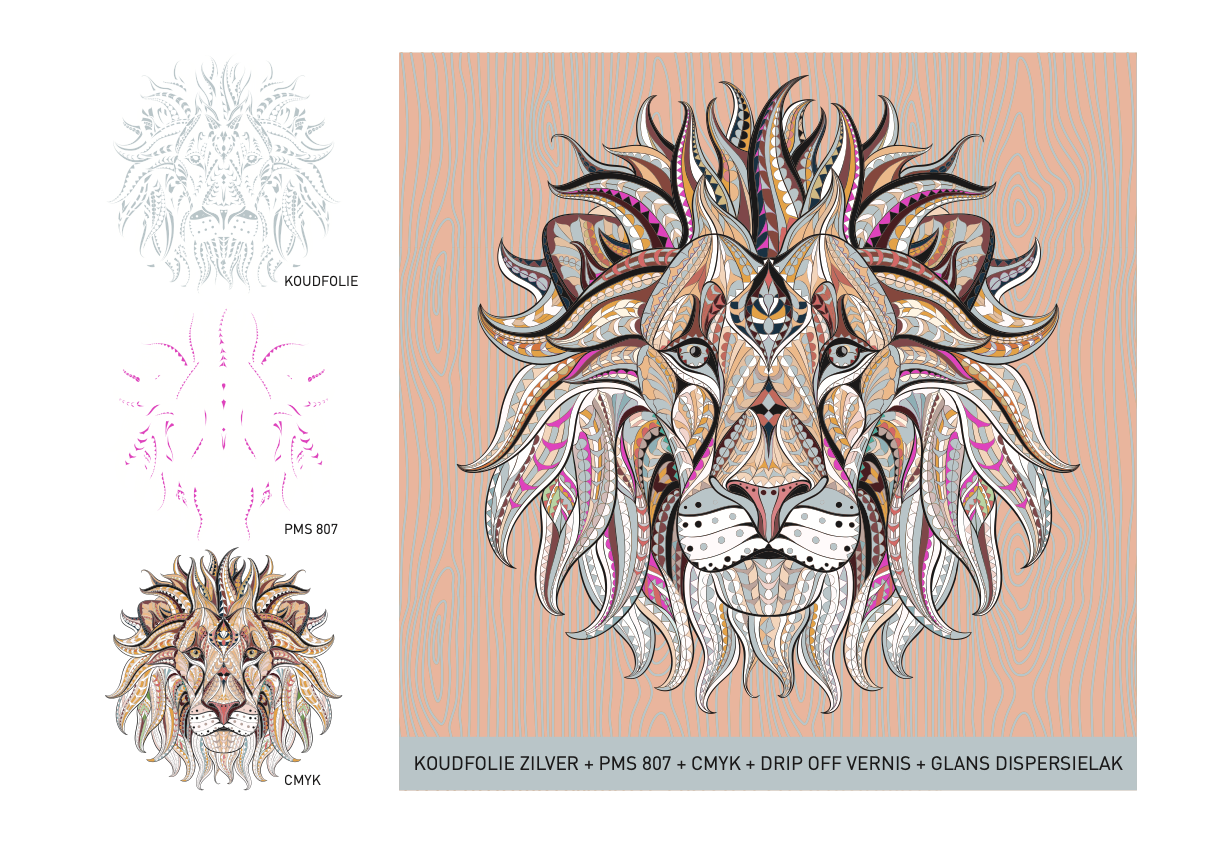 Discover the coldfoil printed insert "Lion" in PRINTmatters.